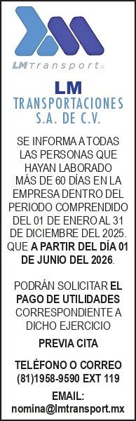 (LOGO) LM TRANSPORTACIONES - El Mañana de Reynosa Avisos Clasificados